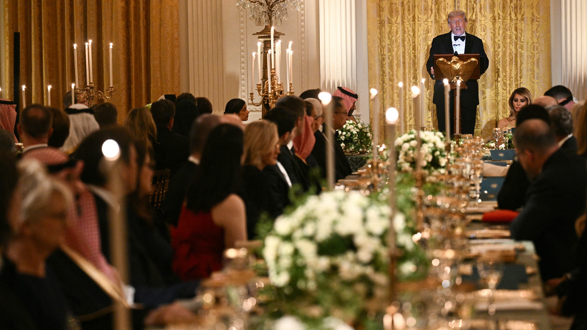 $1 trillion man: Trump woos Saudi prince at White House dinner