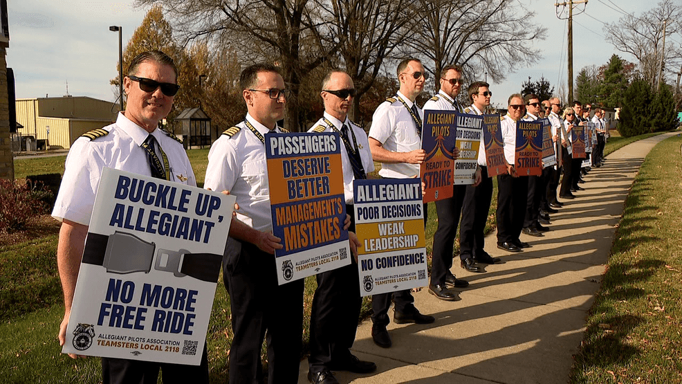 Allegiant pilots picket at Asheville Regional Airport over decade-old ...