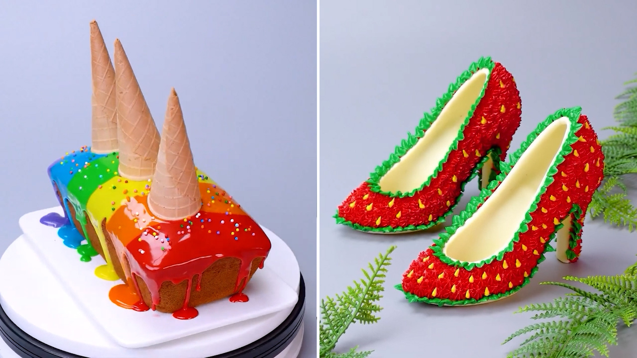 Rainbow Drip Cake & Strawberry Chocolate Heels