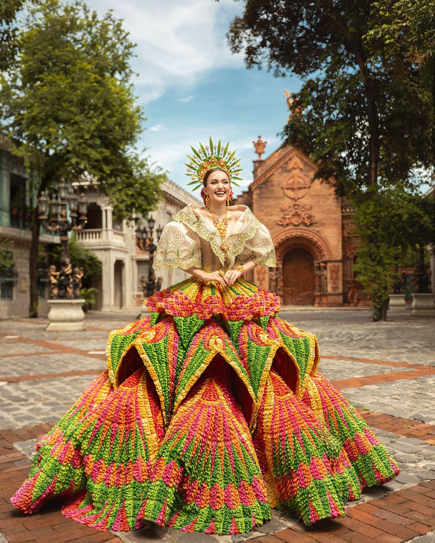 Ahtisa Manalo honors Filipino fiestas in Miss Universe national costume