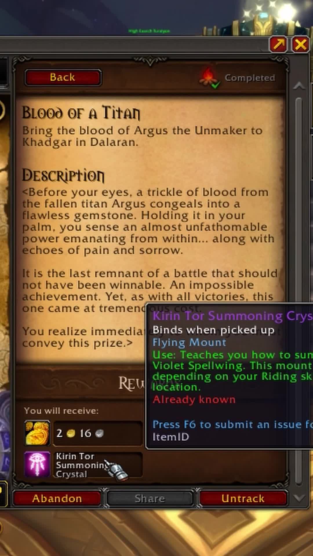 How to obtain the violet spellwing mount in Legion Remix