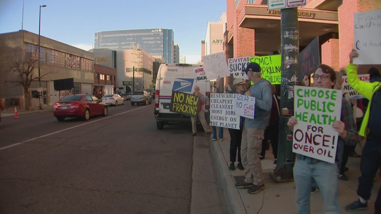 Environmental activists protest ahead of Aurora fracking project decision