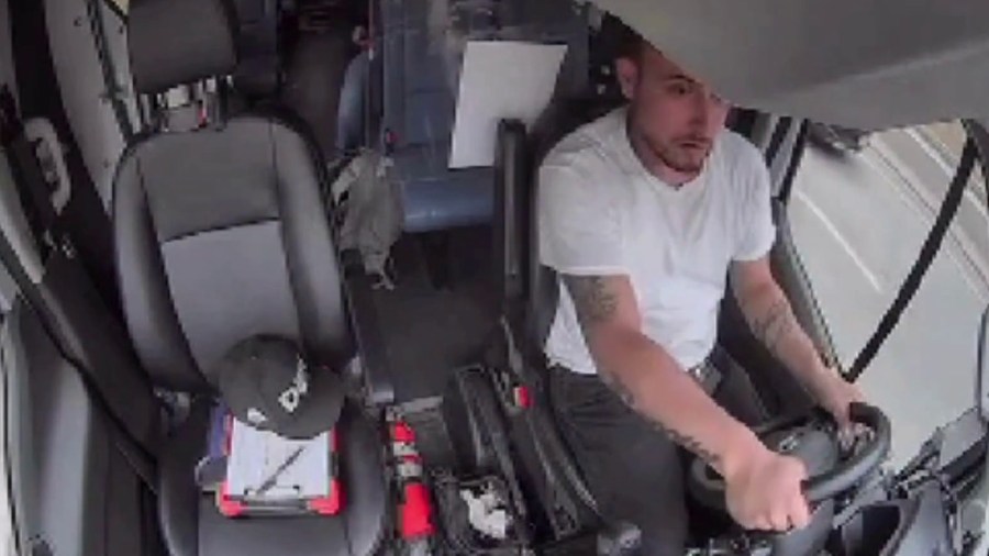‘Perfect disguise’: Video shows driver in stolen shuttle bus that hit ...