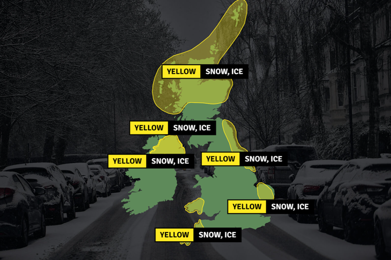 Met Office issues amber warning for snow as UK weather maps show 25cm ...