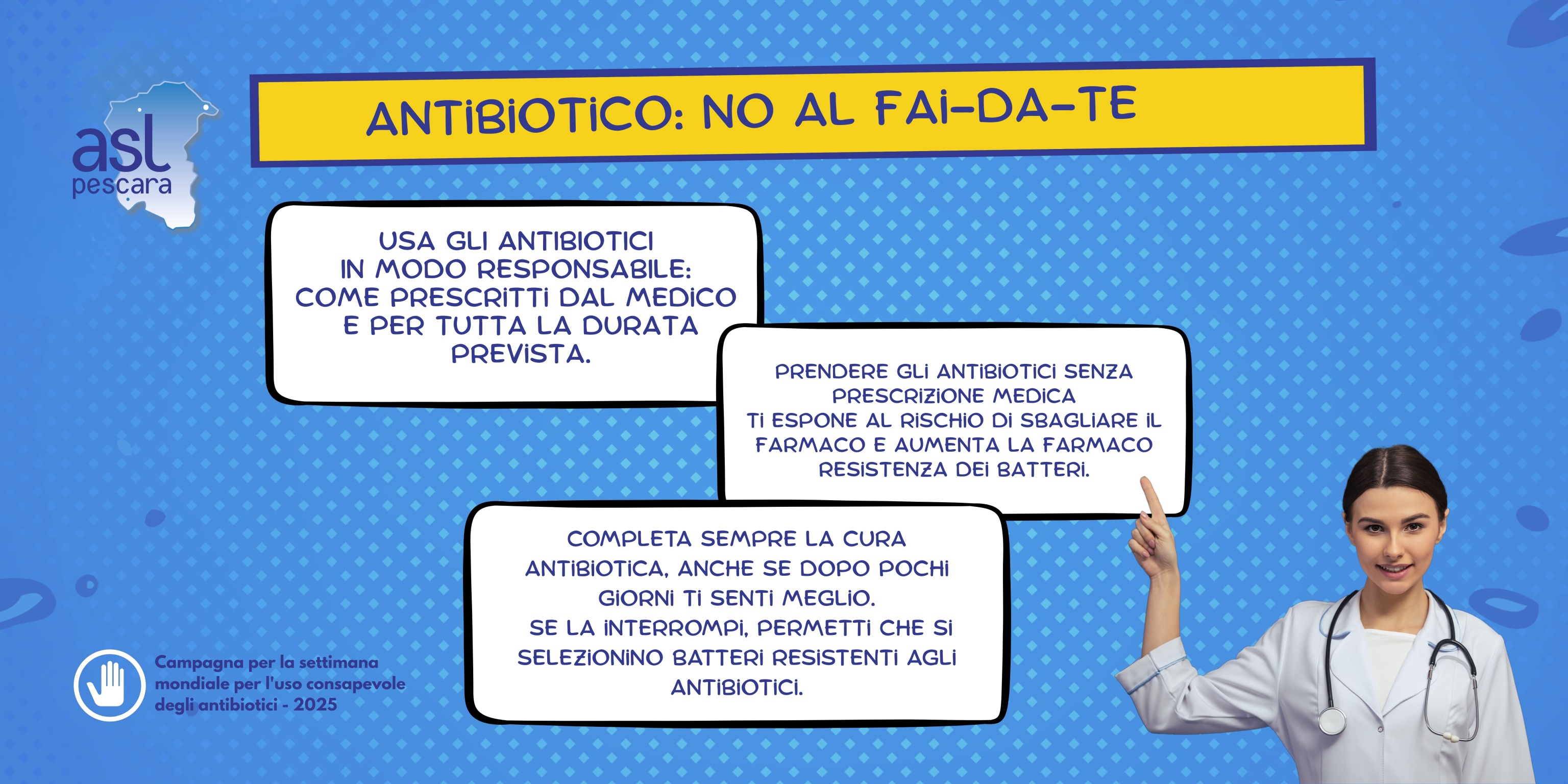 Asl Pescara avvia la campagna "Antibiotico: no al fai-da-te"