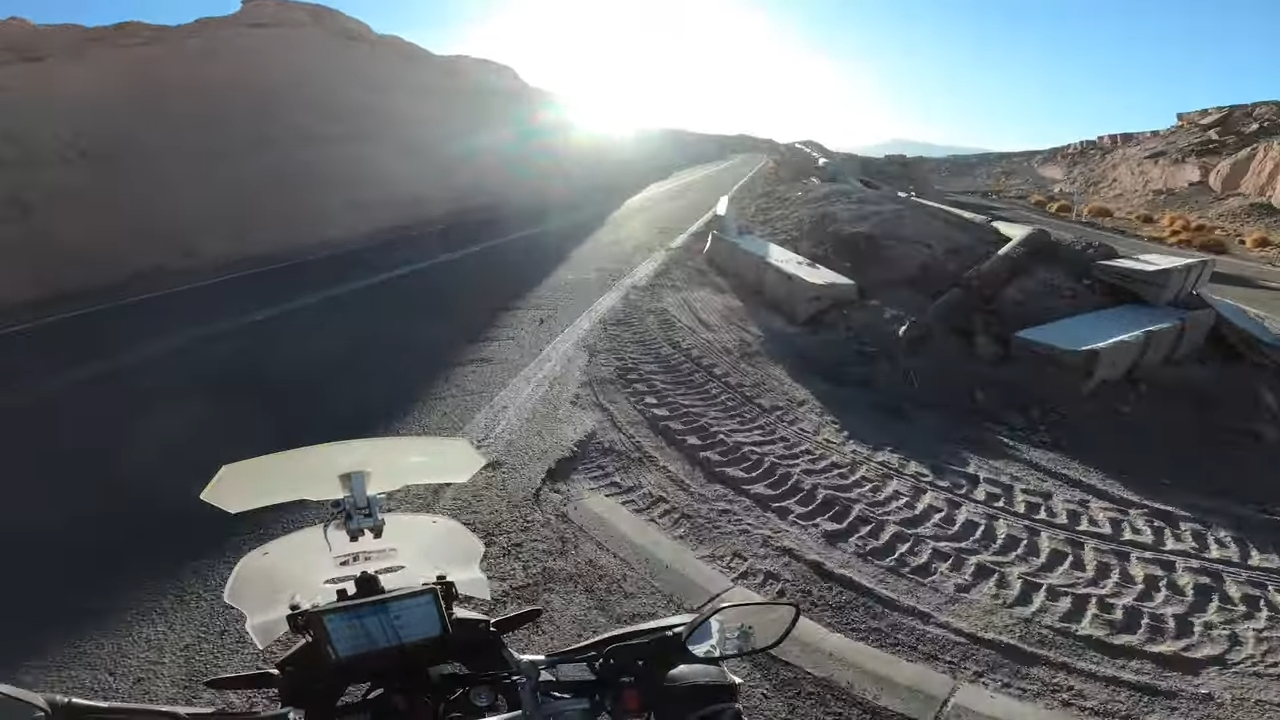 Riding the Crazy Road to the Ollagüe Border on a Motorcycle