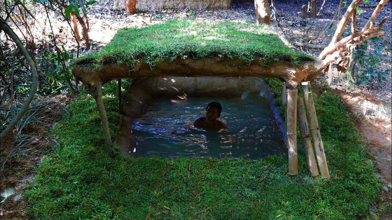 Building a mini underground swimming pool hidden beneath the forest floor