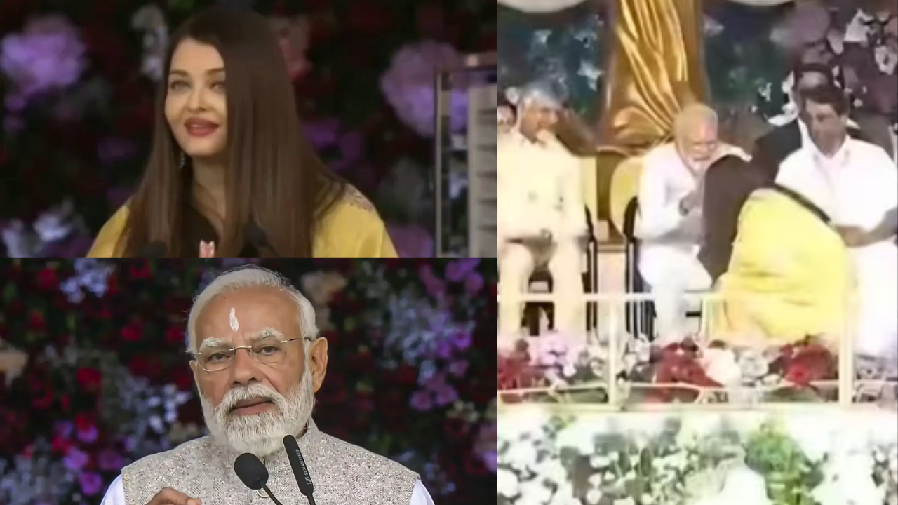 Aishwarya Rai Bachchan touches PM Narendra Modi’s feet; gives a ...