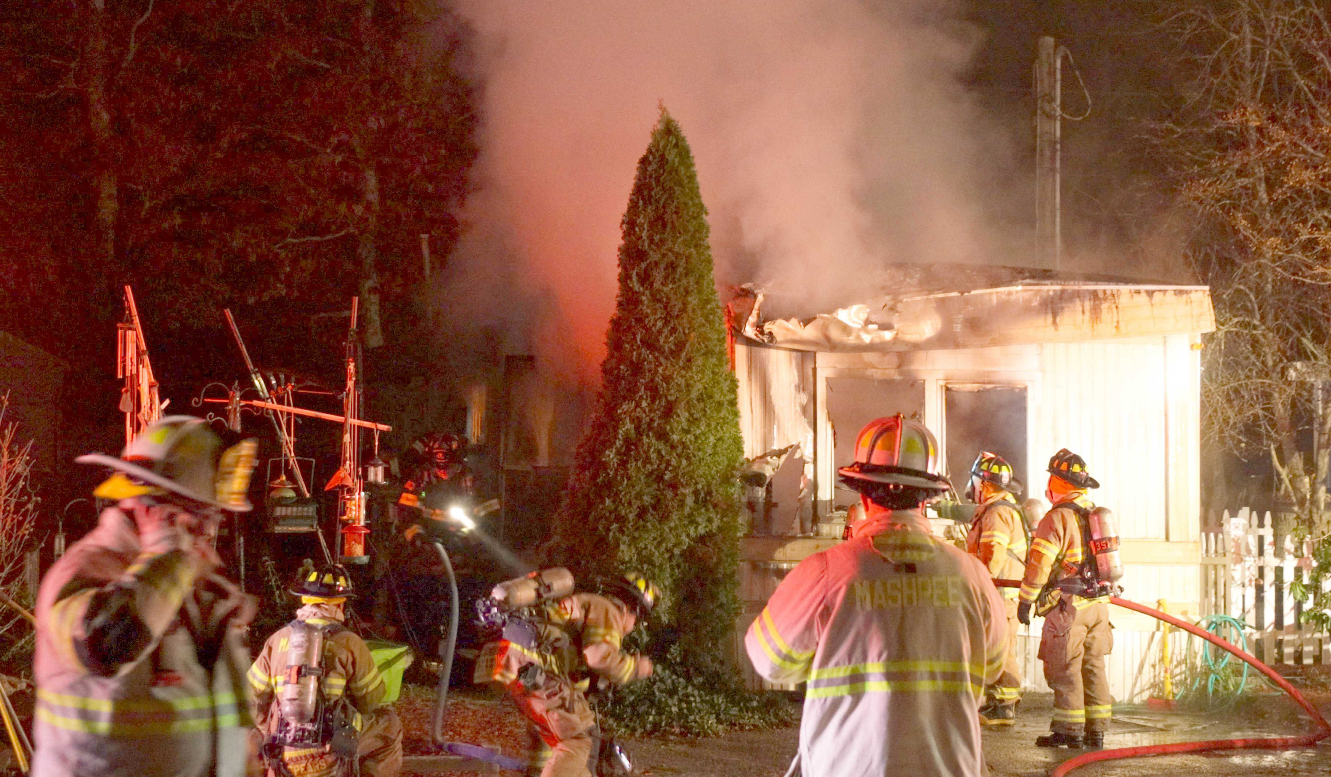 Fire rips through mobile home on Cape Cod