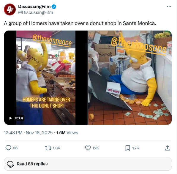 Santa Monica donut shop flooded by several Homer Simpson look-alikes in ...