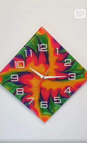 Color Explosion of Time – Vibrant Epoxy Resin Clock Art