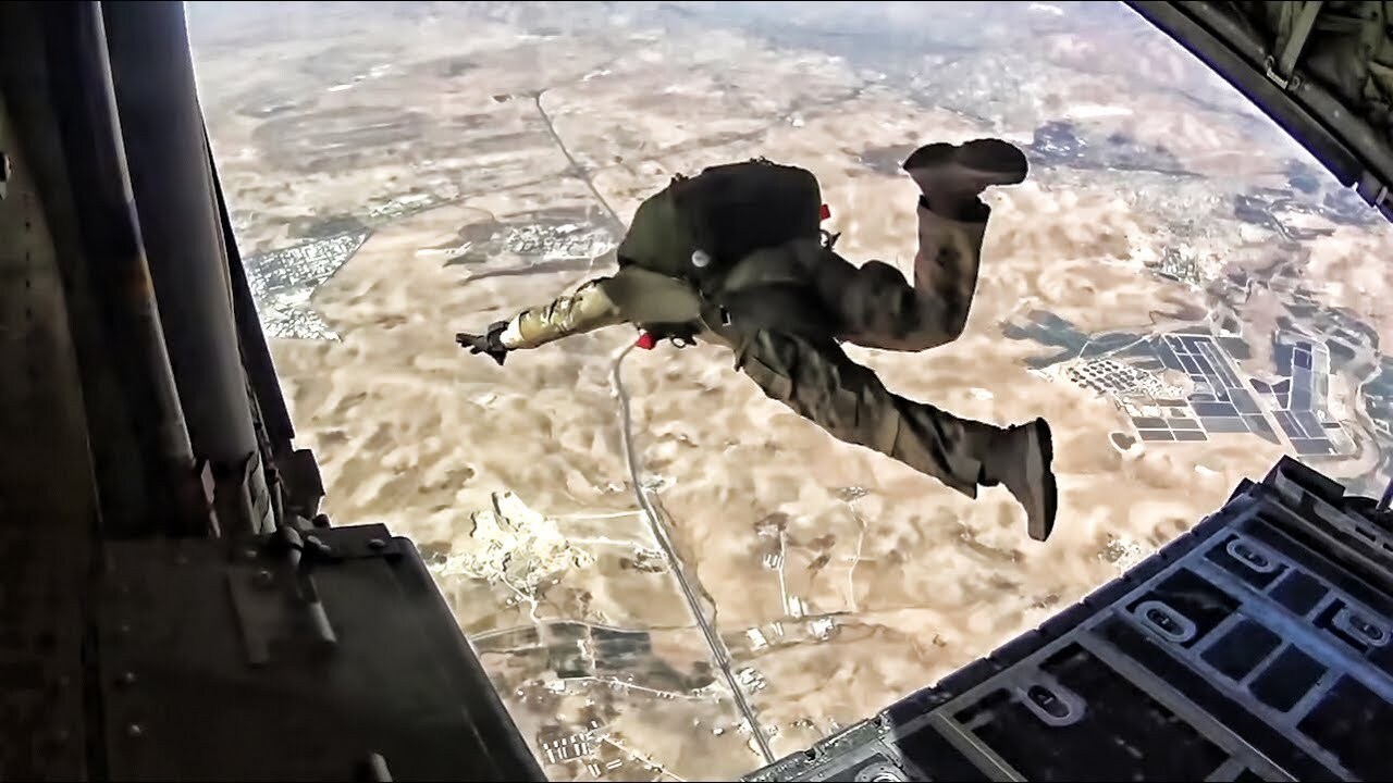 USMC Spec Ops Military HALO Jump • Aerial View Of Wadi Rum