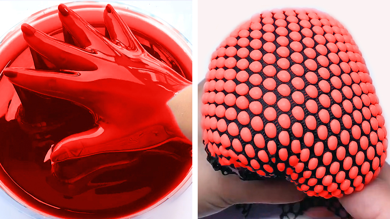 Slime Rojo y Pelota con Malla, Combinación ASMR Suave
