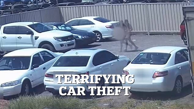 Terrifying moment car thief makes shocking a discovery