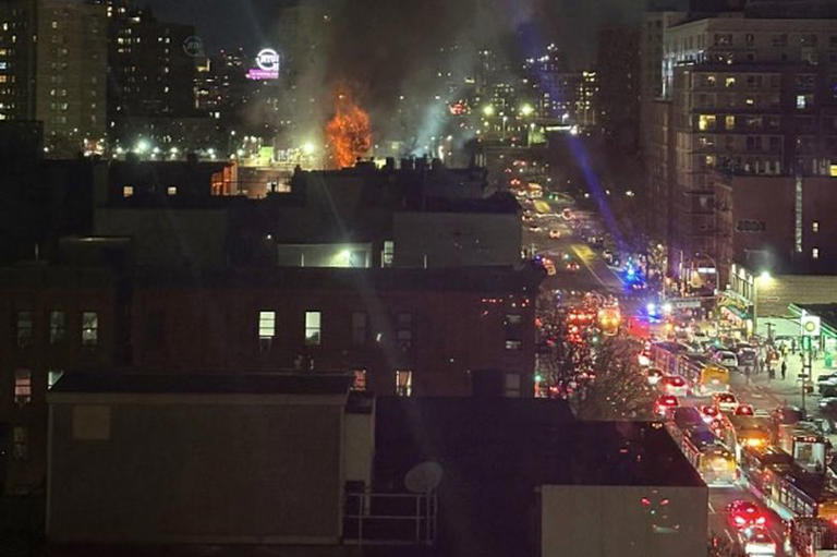 Terrifying East Harlem fire engulfs New York beer garden as flames ...