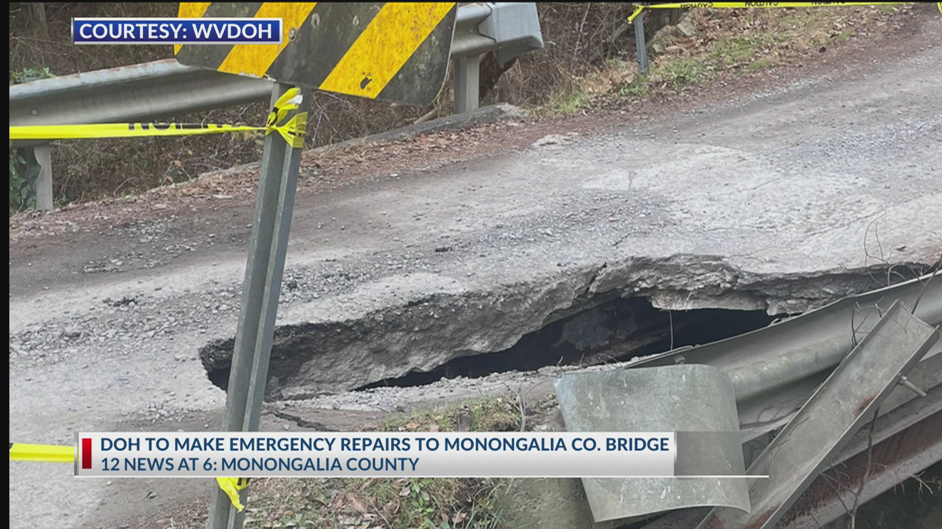 Bridge collapses on Monongalia County road
