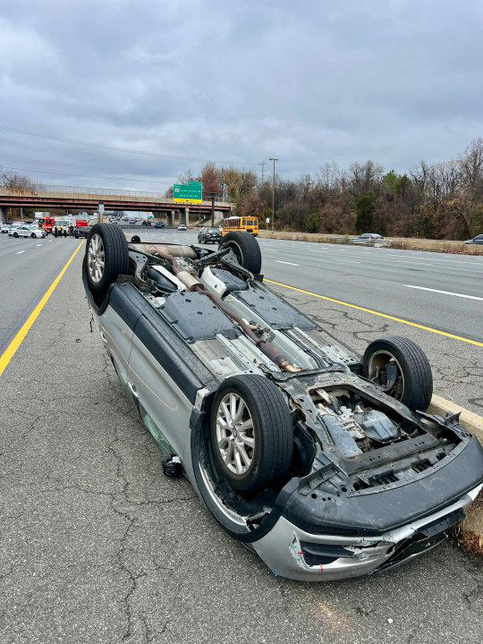 MCFRS: One evaluated after vehicle flips in 3-car crash