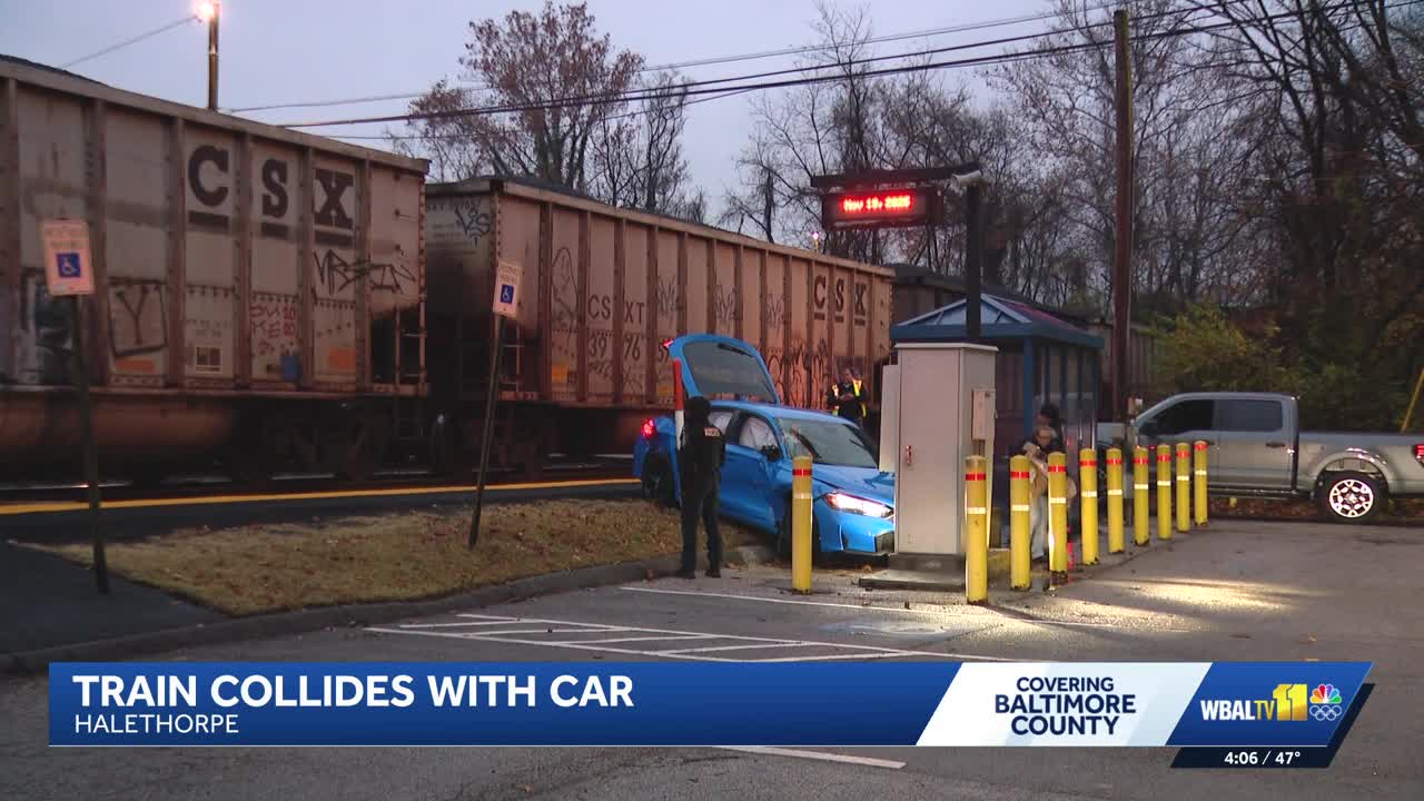 Freight train strikes car at St. Denis MARC station in Arbutus