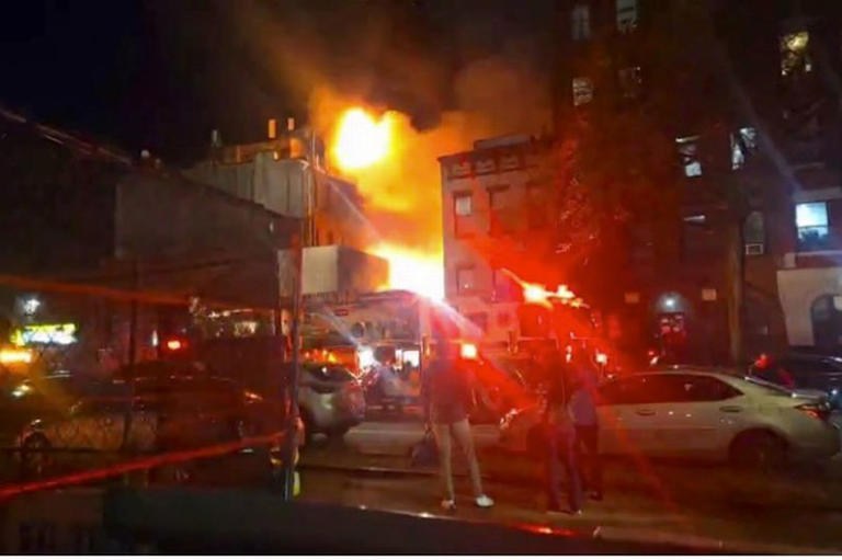 Terrifying East Harlem fire engulfs New York beer garden as flames ...