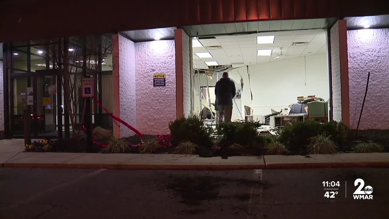 Two people injured after car crashes into building in Glen Burnie