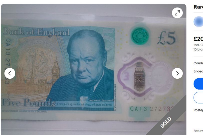 £5 UK bank note 'with writing missing' sells on eBay for almost £200
