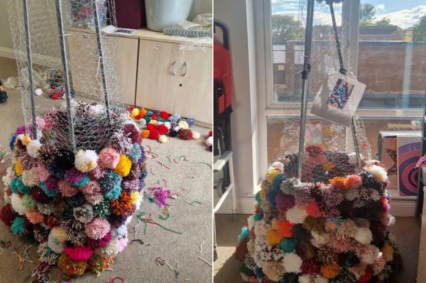 County Durham care home unveils colourful pom-pom Christmas tree