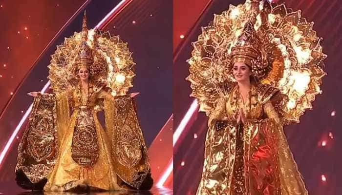 Manika Vishwakarma's Breathtaking Golden National Costume At Miss ...