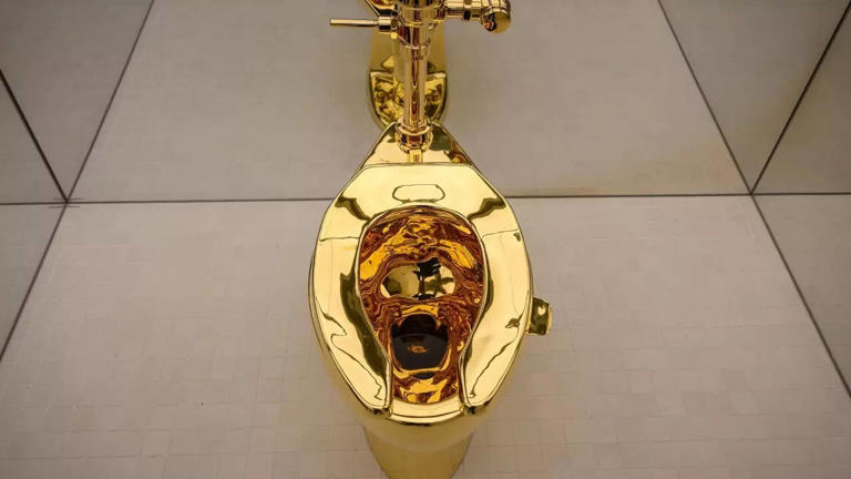 A toilet named ‘America’? Fully functional 18-karat gold toilet sold ...
