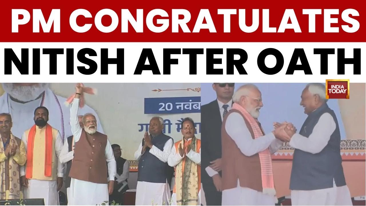 PM Modi Congratulates Nitish Kumar After Oath Ceremony | PM-Nitish ...