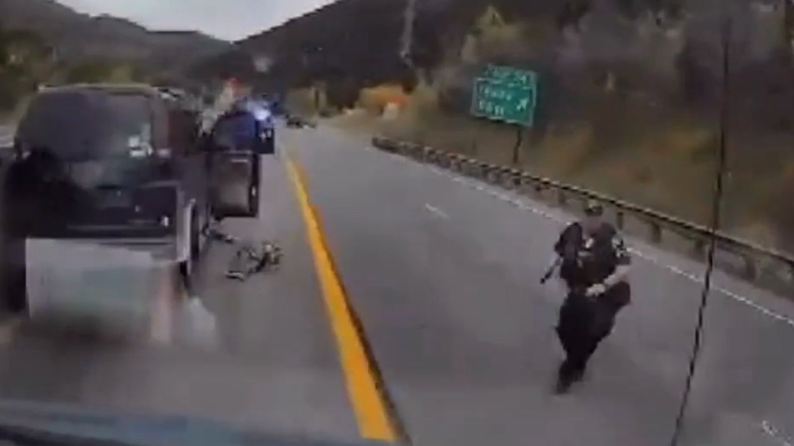 Stolen bus narrowly misses police officers