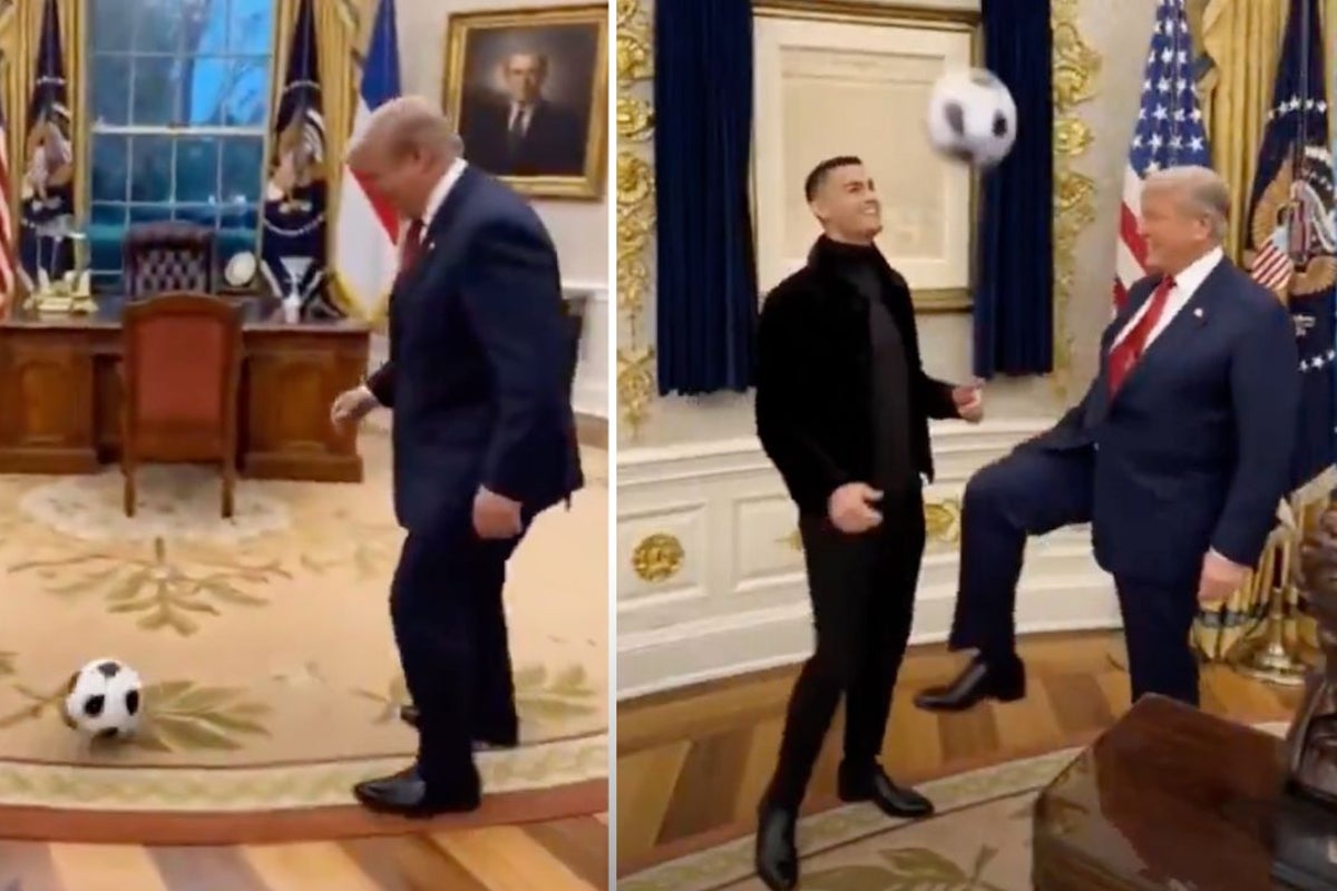 Trump and Ronaldo play football at White House in bizarre AI video