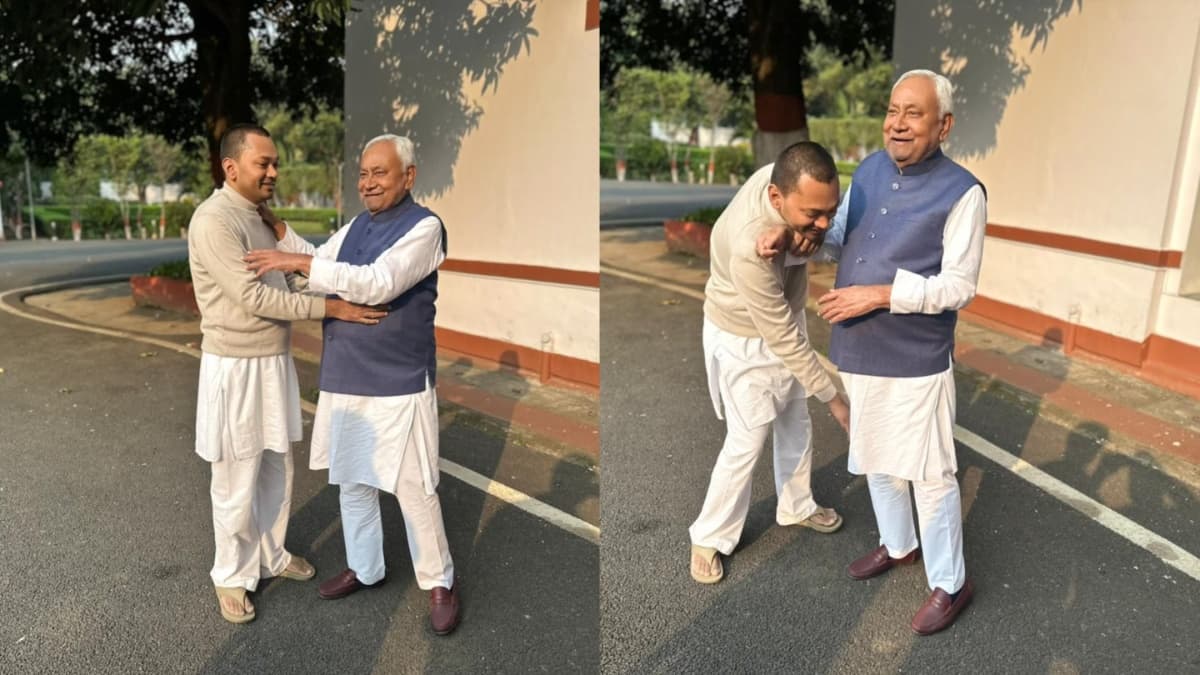 Picture Of The Day: Nishant Kumar Shares A Warm Moment With Father Nitish Kumar After Oath Ceremony