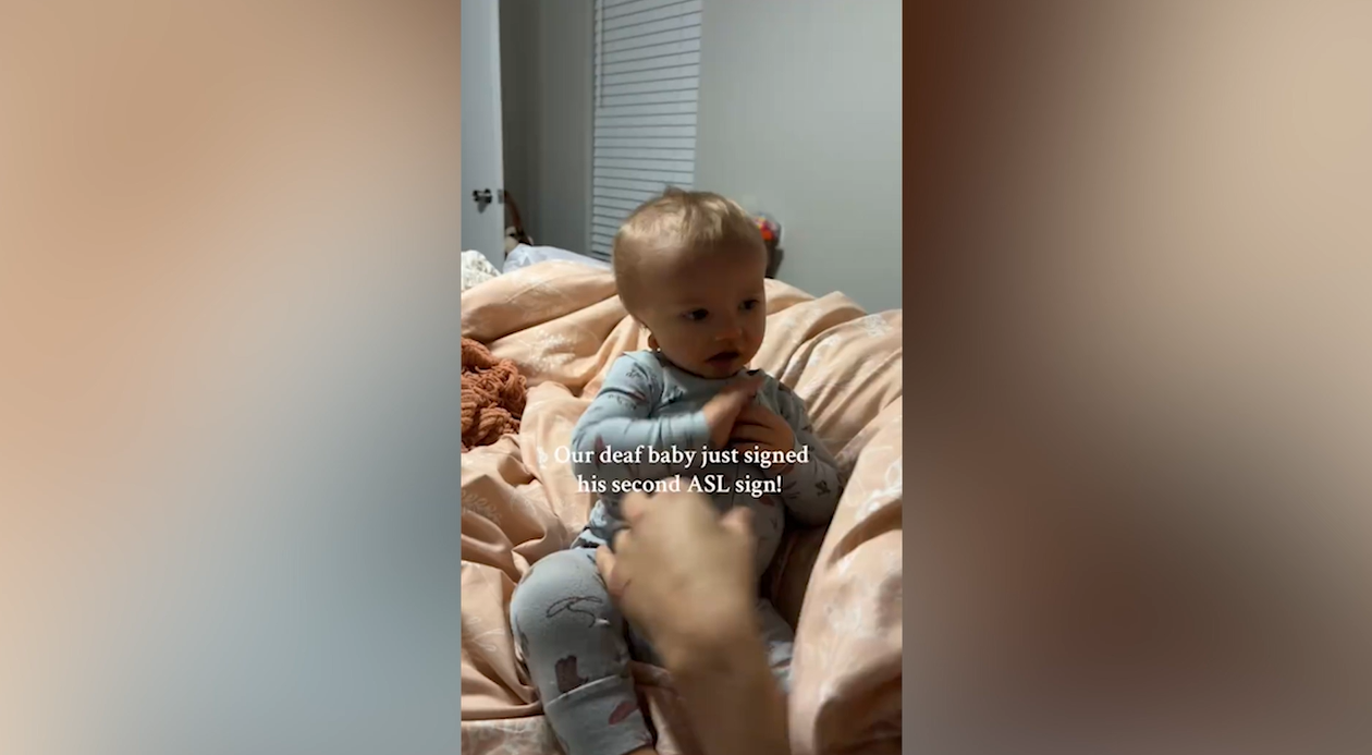 Moment Deaf Toddler Does An ASL Sign