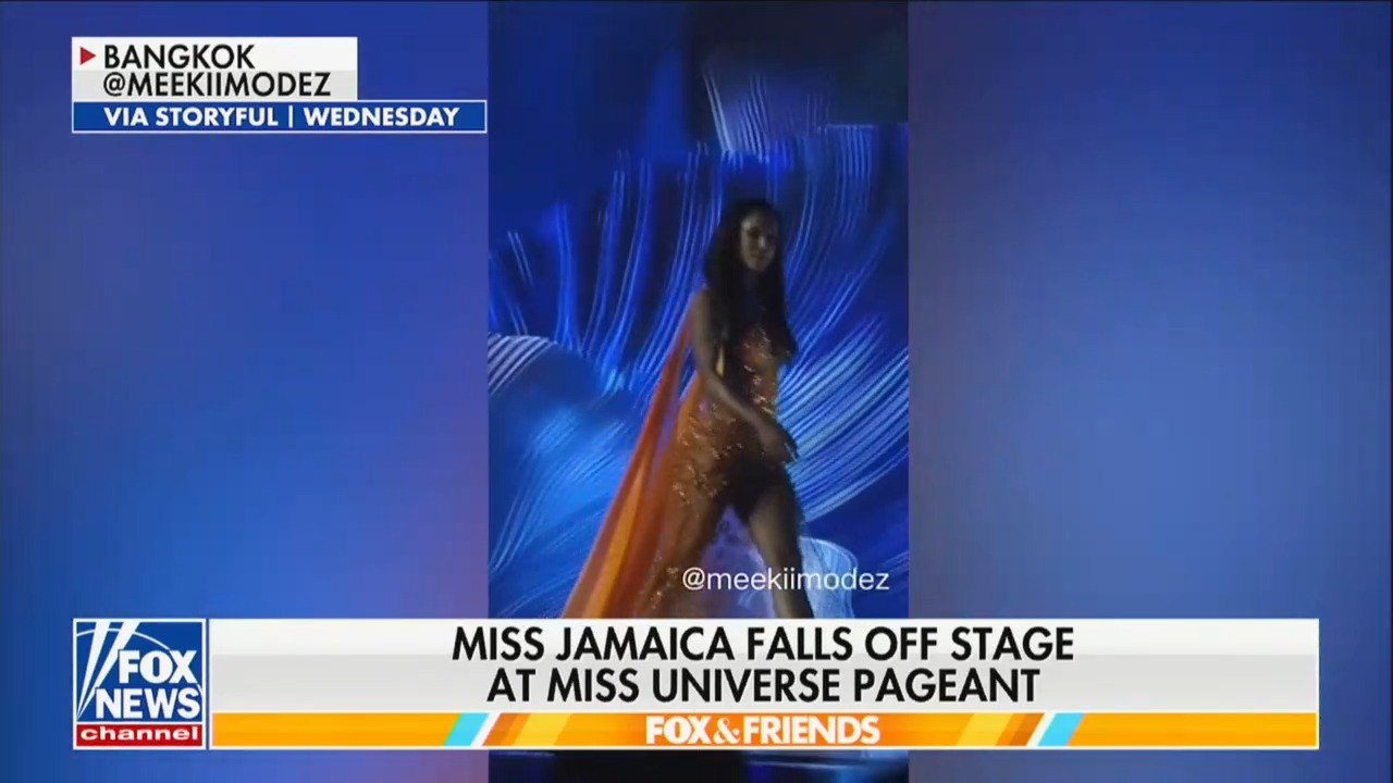 VIDEO: Miss Jamaica Falls Off Stage at Miss Universe Event, Carried Off ...