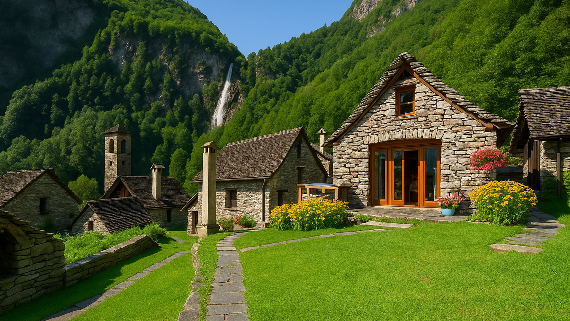 Foroglio Switzerland: Scenic Village and Waterfall (4K)