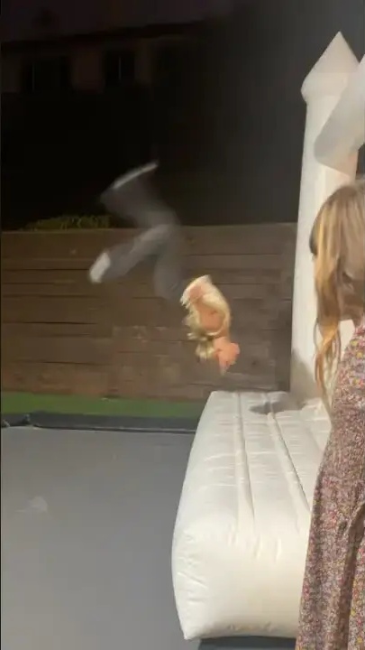 Trampoline backflip acrobatics trick