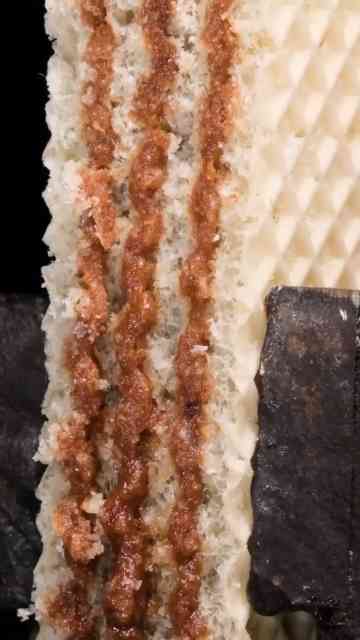 Macro ASMR waffle flattening in action