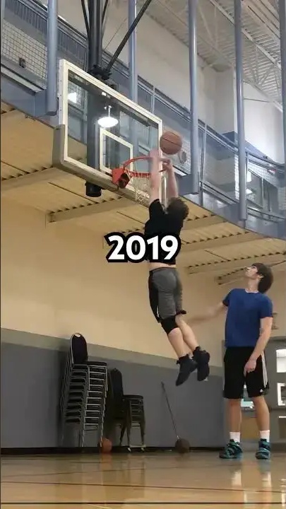 Dunking transformation from chubby kid to pro