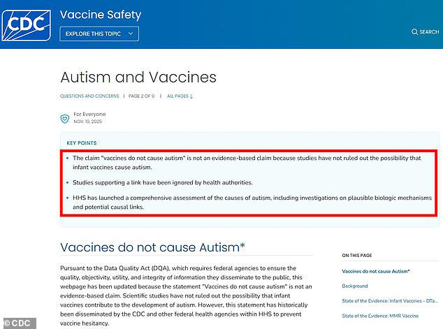 CDC updates website to claim vaccines may cause autism... despite no ...