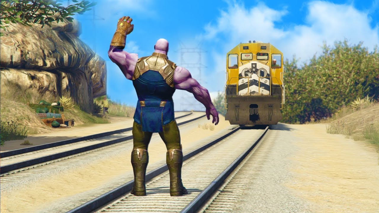 Can Thanos stop the train in GTA 5?