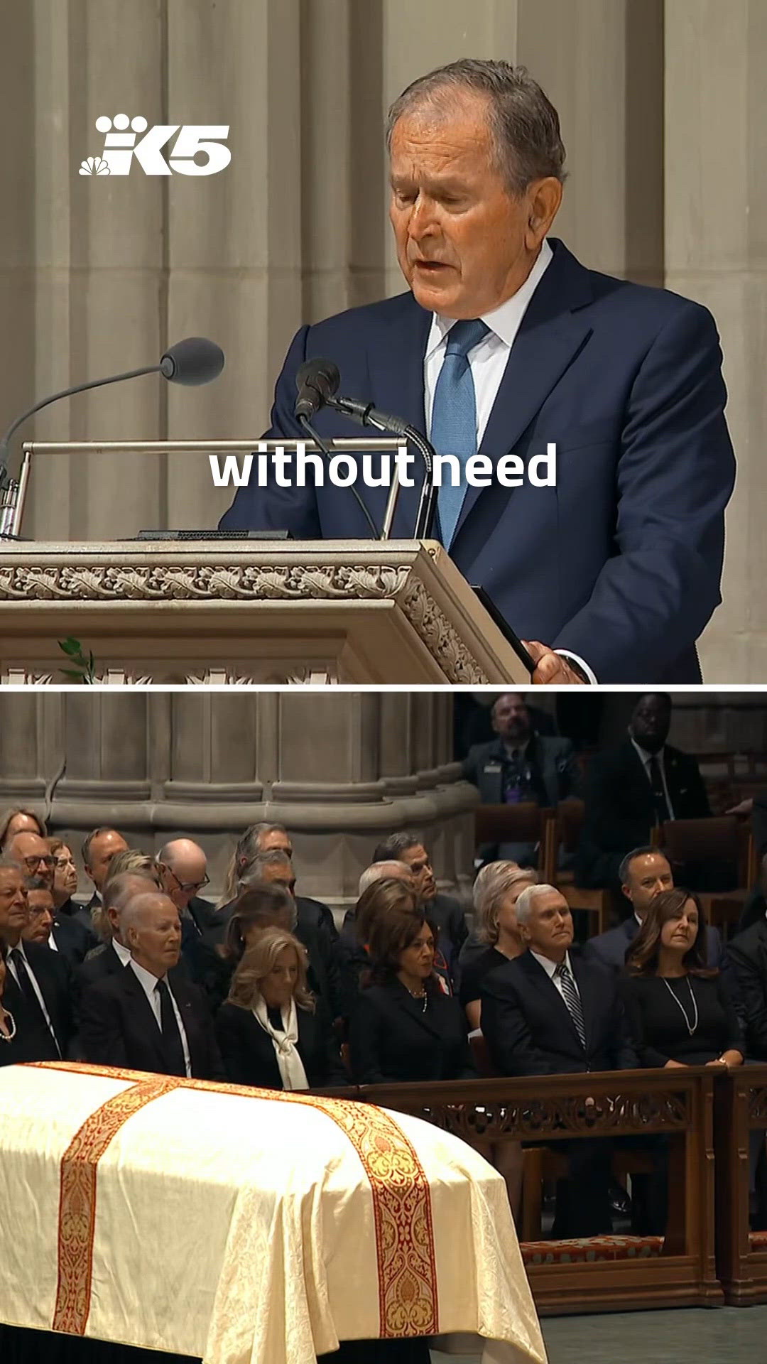 Former President George W. Bush speaks at Dick Cheney’s funeral