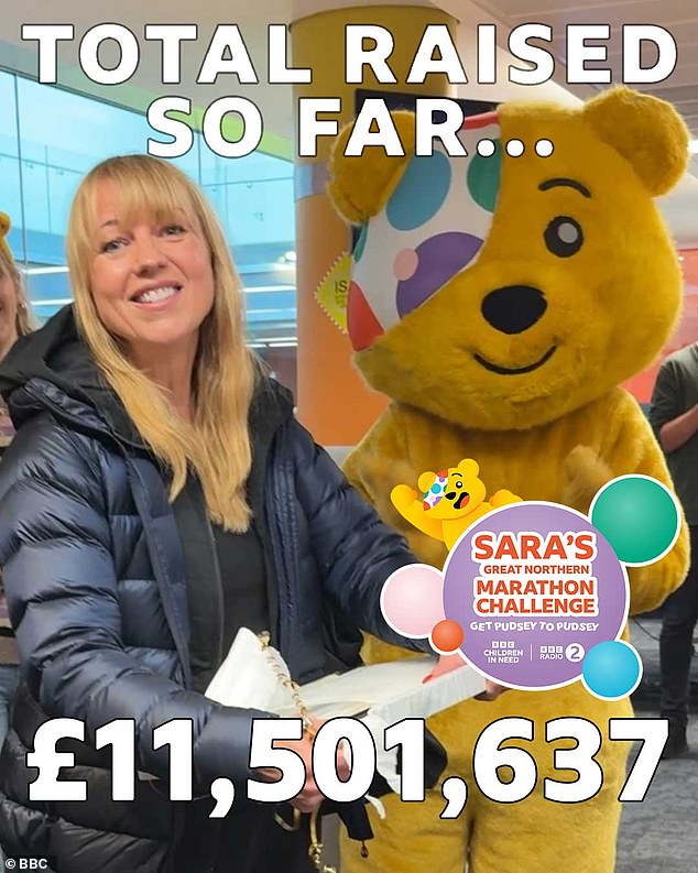 Sara Cox, 50, is emotional as she reveals she has raised £11.5MILLION ...