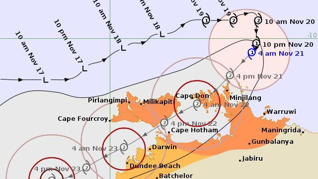 Cyclone Fina to hit NT between Cape Don and Maningrida from late Friday