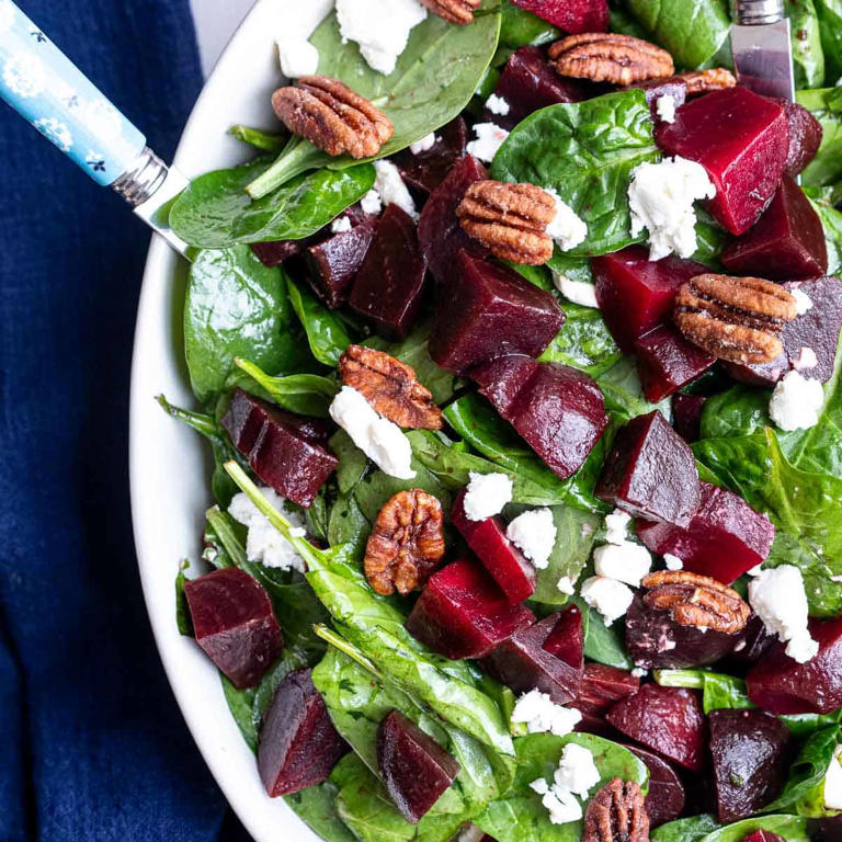 Spinach Beet Goat Cheese Salad