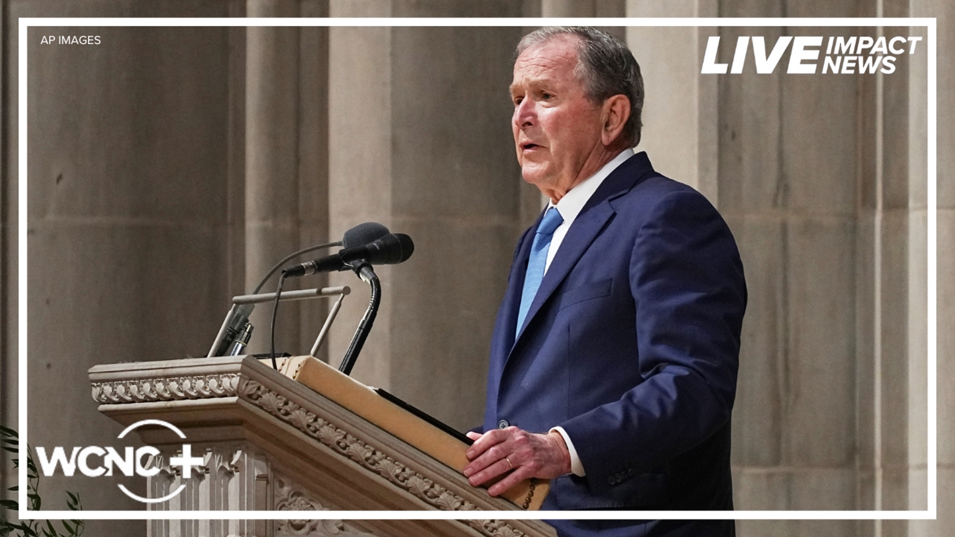 Former President George W. Bush speaks at Dick Cheney's funeral