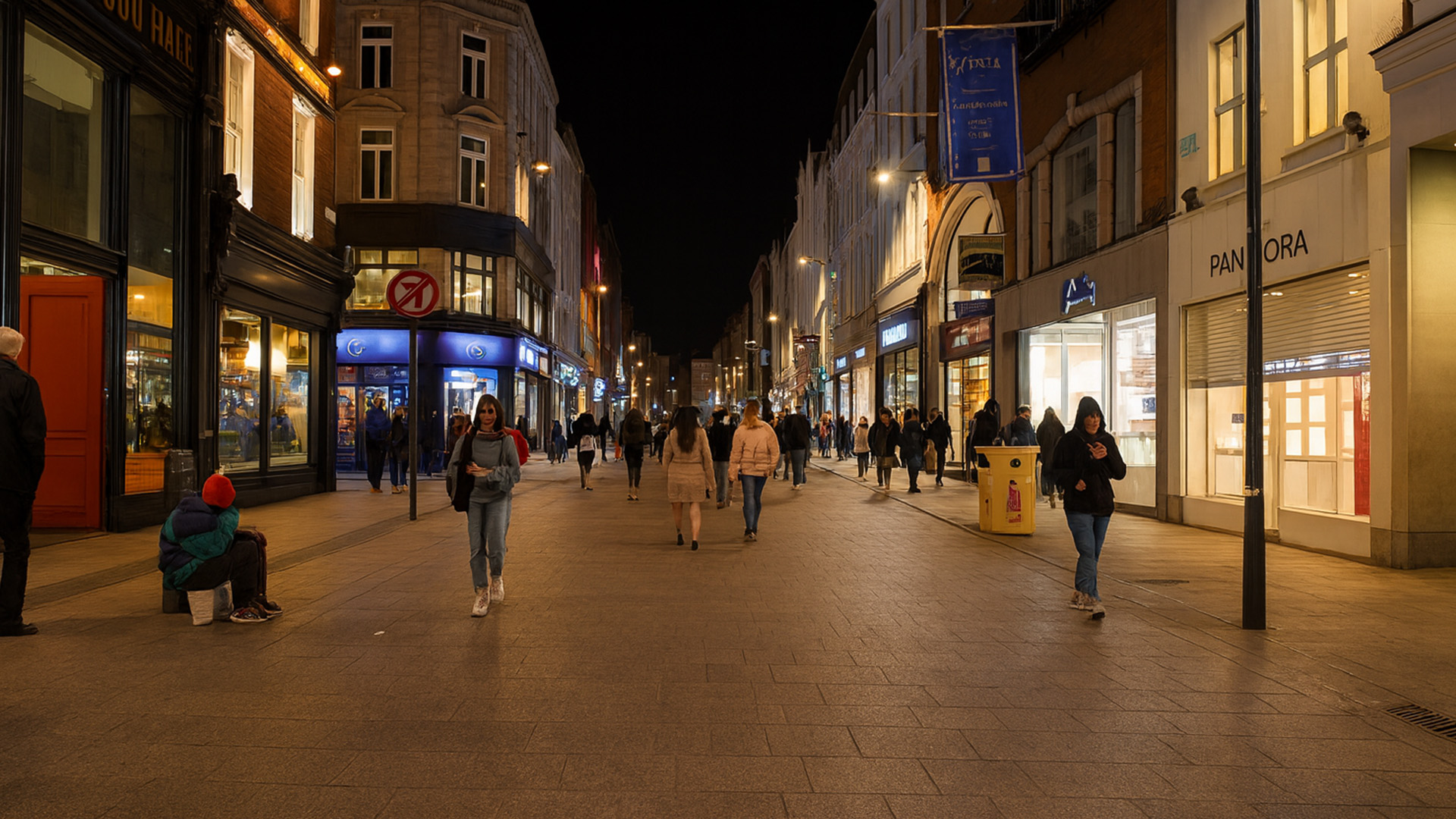 Walking Through Dublin City at Nightfall