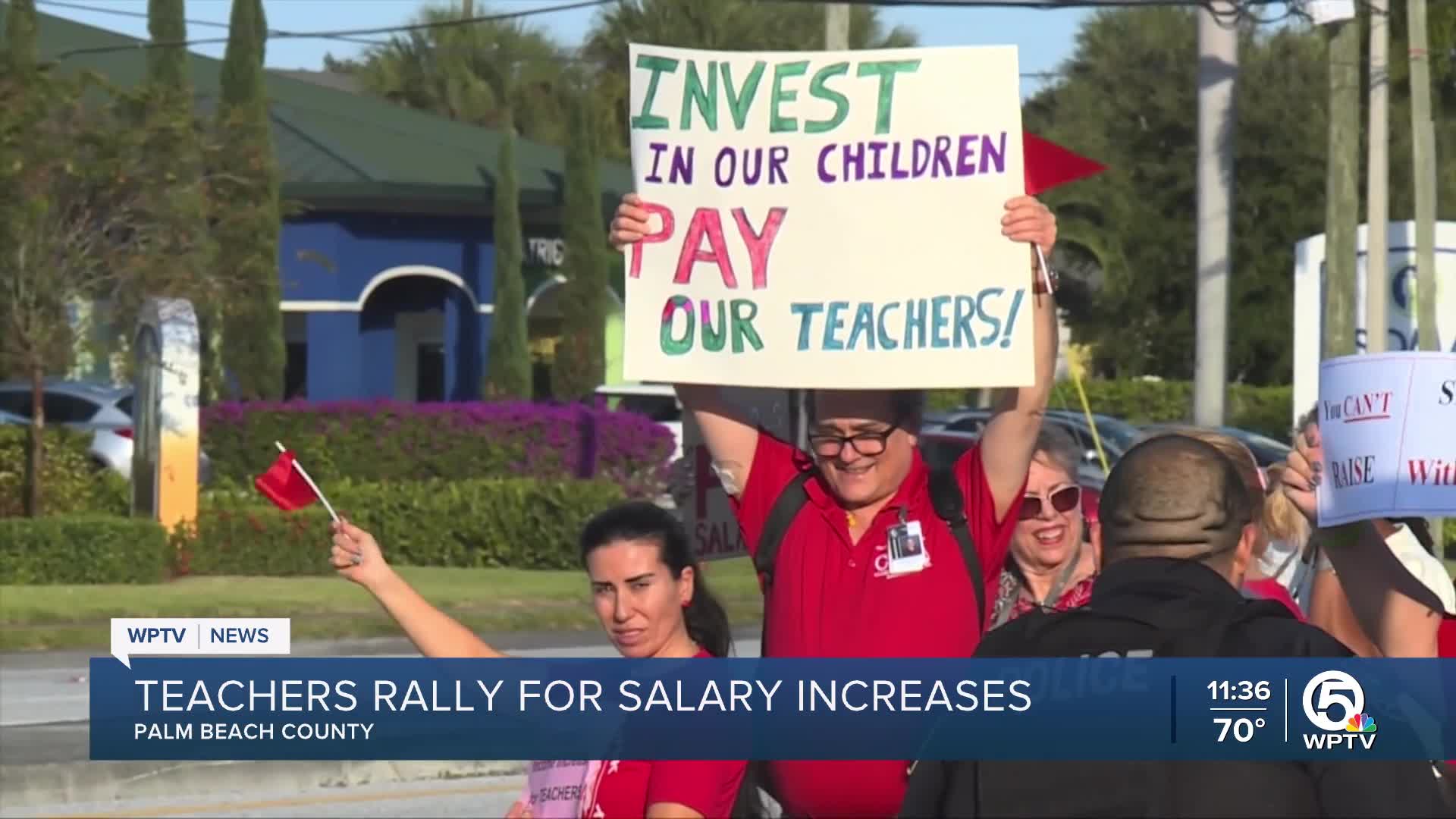 Palm Beach County teachers rally for salary increases