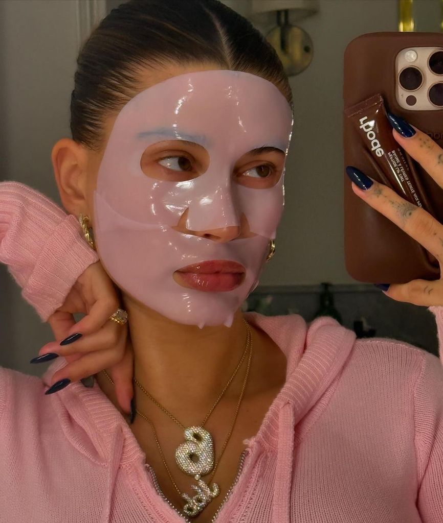Hailey Bieber's radiant skin secret is a pink $6 glow mask from Amazon