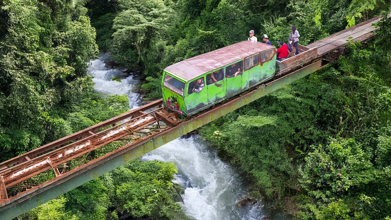 Riding Tiny Homemade Train in Middle of Jungle