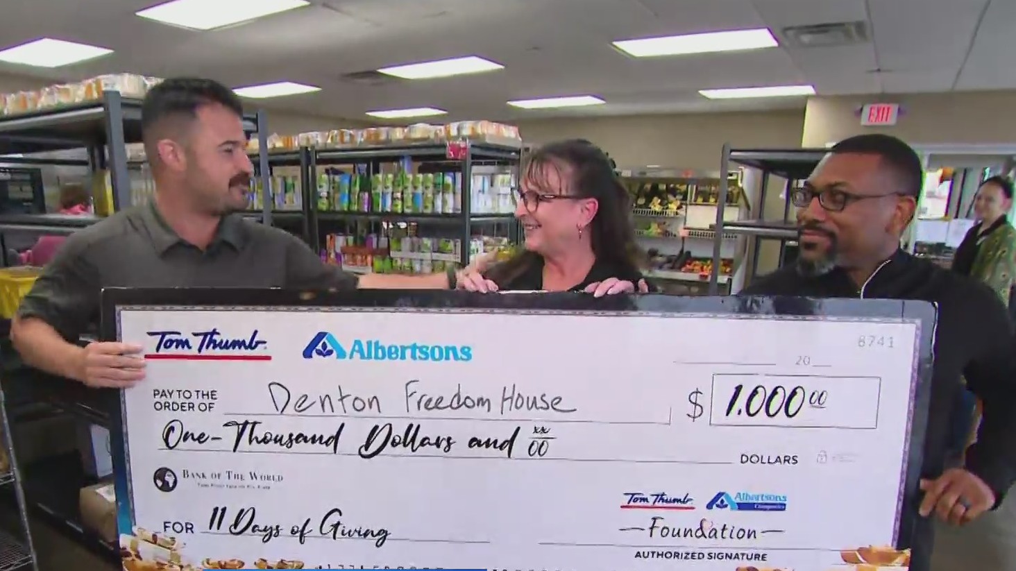 Denton Freedom House food pantry receives $1,000 donation from Tom ...